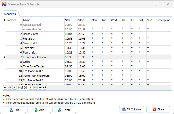 Editing an unlocked door time schedule – AccessIT Data Ltd.
